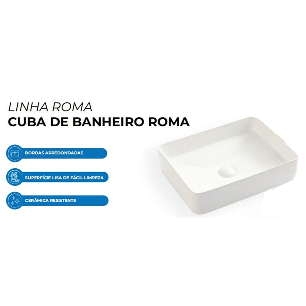 Cuba de Apoio Roma Retangular 50X37,5cm Branca Amali - Construcasa ...